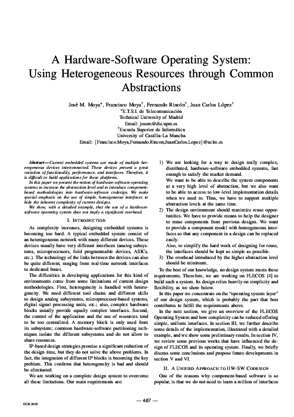 Pdf A Hardware Software Operating System Using Heterogeneous Resources Through Common