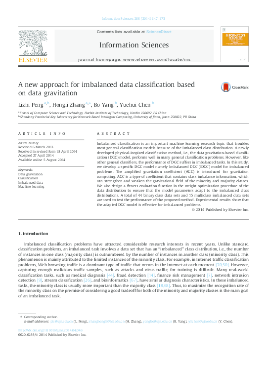 (PDF) A new approach for imbalanced data classification based on data gravitation