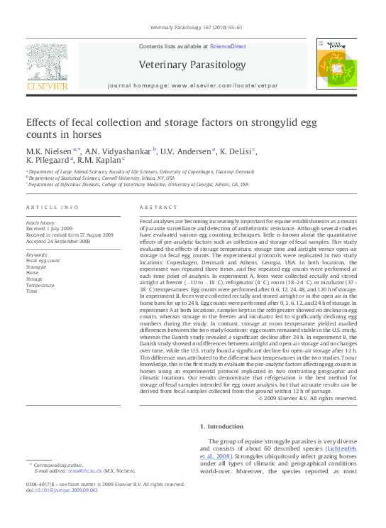 (PDF) Effects of fecal collection and storage factors on strongylid egg ...