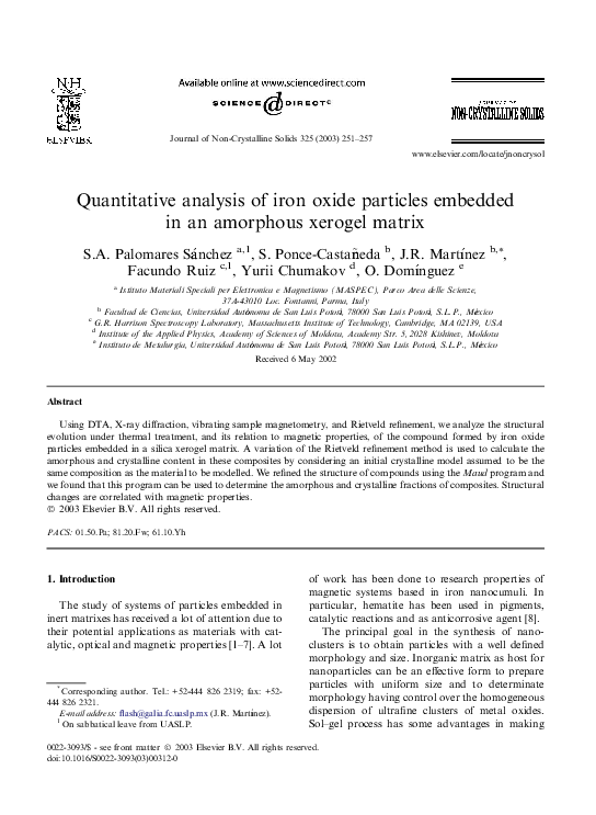 (PDF) Quantitative analysis of iron oxide particles embedded in an ...