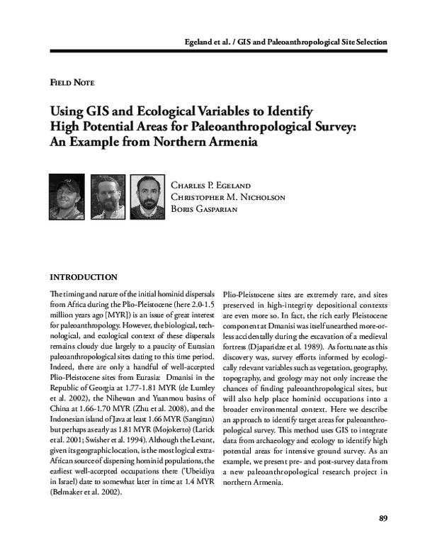 (PDF) Using GIS and ecological variables to identify high potential ...