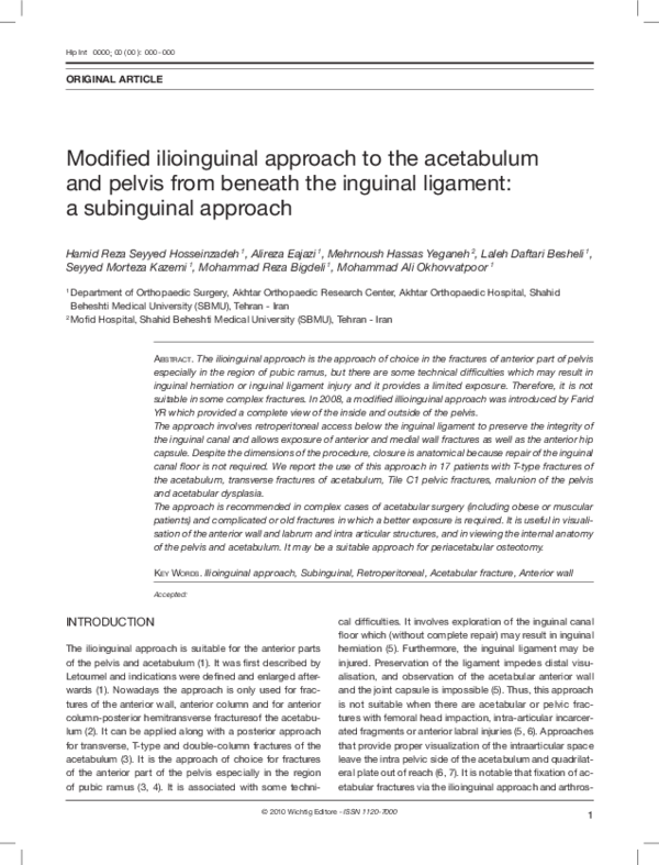 (PDF) Modified ilioinguinal approach to the acetabulum and pelvis from ...