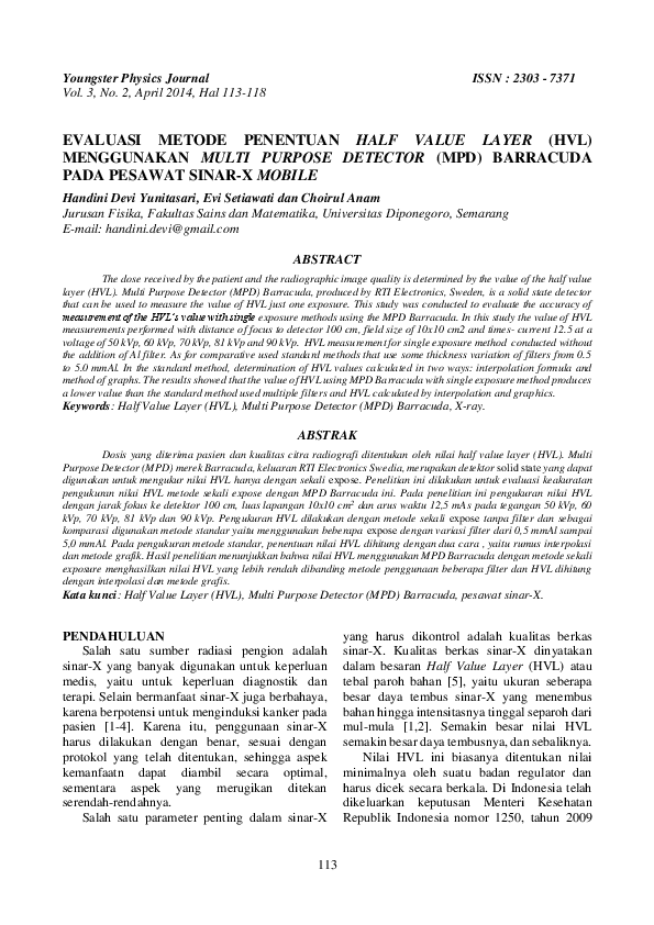 (PDF) Evaluasi Metode Penentuan Half Value Layer (HVL) Menggunakan ...