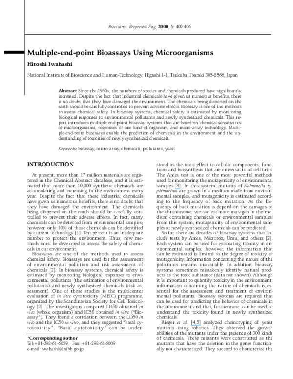(PDF) Multiple-end-point bioassays using microorganisms