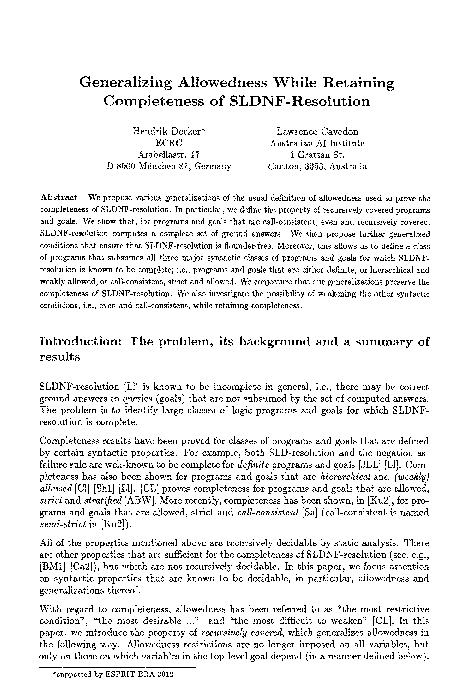 (PDF) Generalizing Allowedness While Retaining Completeness of SLDNF ...