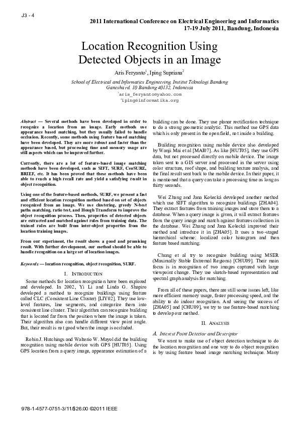 (PDF) Location recognition using detected objects in an image