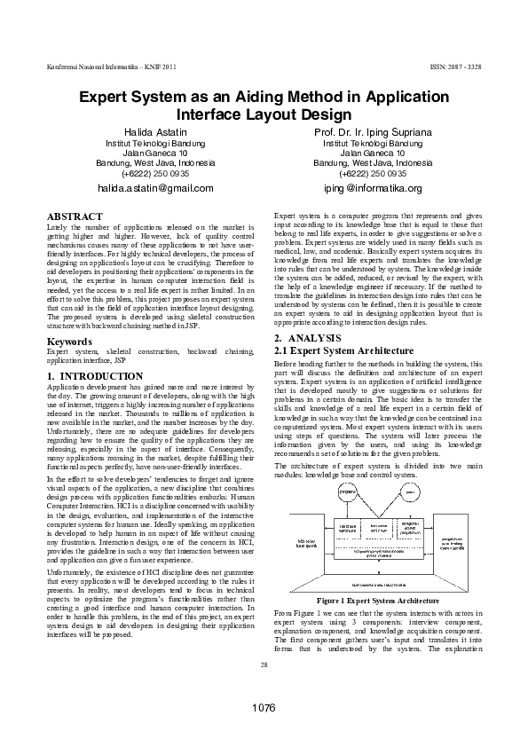 (PDF) Expert System as an Aiding Method in Application Interface Layout ...