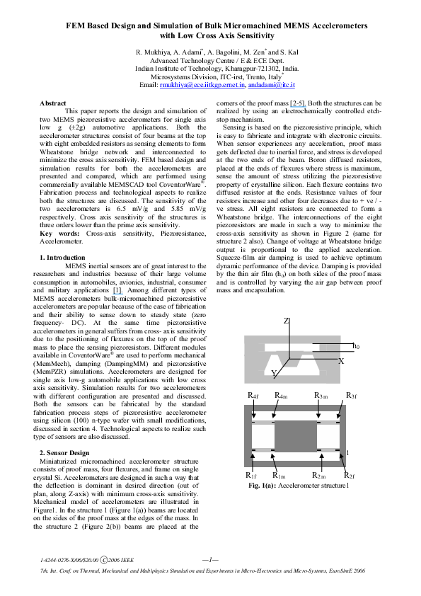 (PDF) FEM Based Design and Simulation of Bulk Micromachined MEMS Accelerometers with Low Cross ...