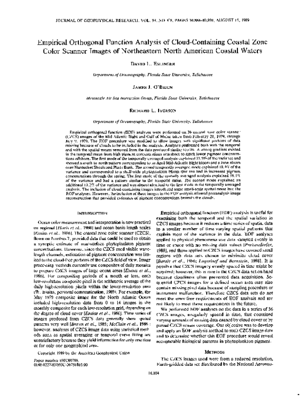 (PDF) Empirical Orthogonal Function Analysis of Cloud-Containing ...