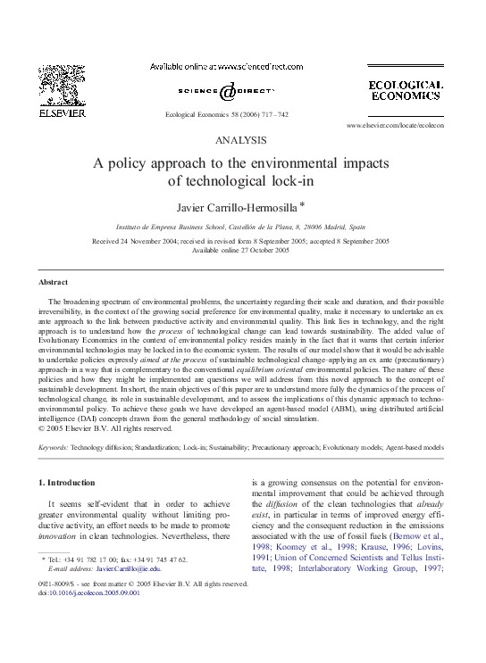 (PDF) A policy approach to the environmental impacts of technological ...