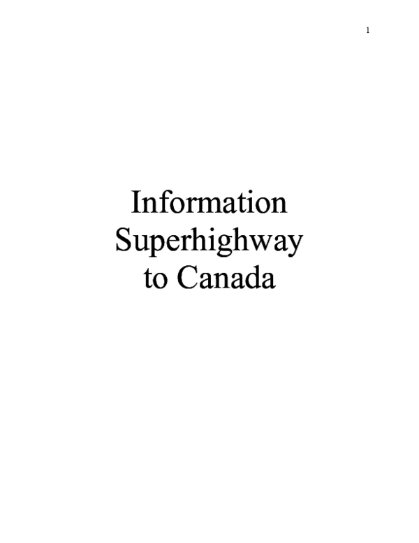 (PDF) Information Superhighway to Canada