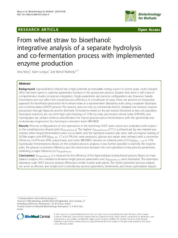 (PDF) From wheat straw to bioethanol: integrative analysis of a ...
