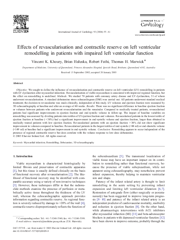 (PDF) Effects of revascularisation and contractile reserve on left ...