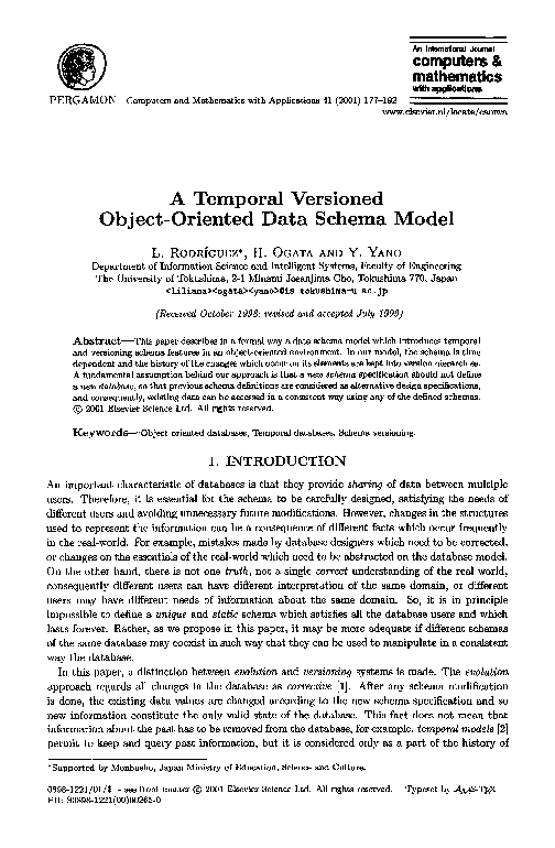 (PDF) A temporal versioned object-oriented data schema model