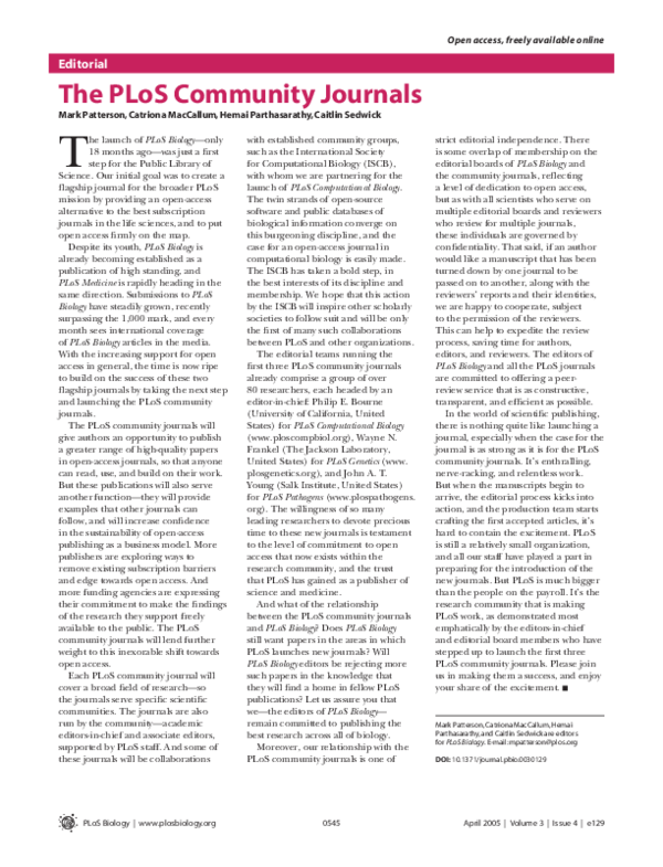 (PDF) The PLoS Community Journals