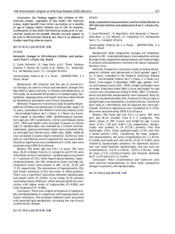 (PDF) Body composition measurements and fat redistribution in HIV ...