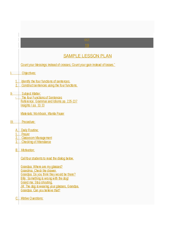 (DOC) SAMPLE LESSON PLAN