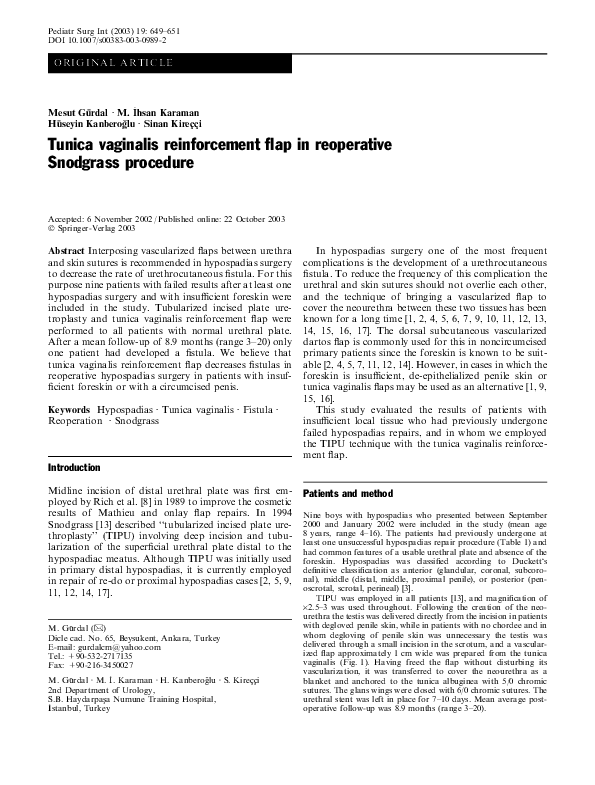 (PDF) Tunica vaginalis reinforcement flap in reoperative Snodgrass ...