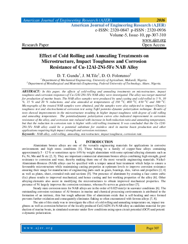 (PDF) Effect of Cold Rolling and Annealing Treatments on Microstructure, Impact Toughness and ...