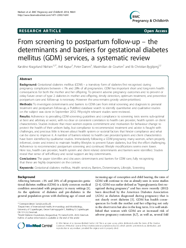 (PDF) From screening to postpartum follow-up – the determinants and ...