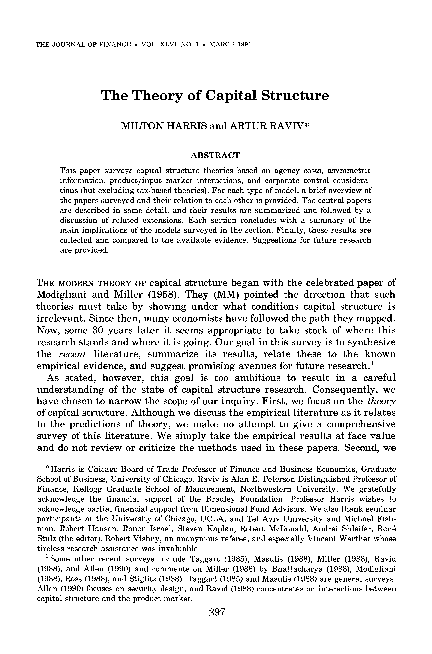 (PDF) The theory of capital structure