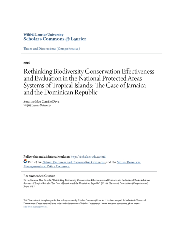 (PDF) Rethinking Biodiversity Conservation Effectiveness and Evaluation ...