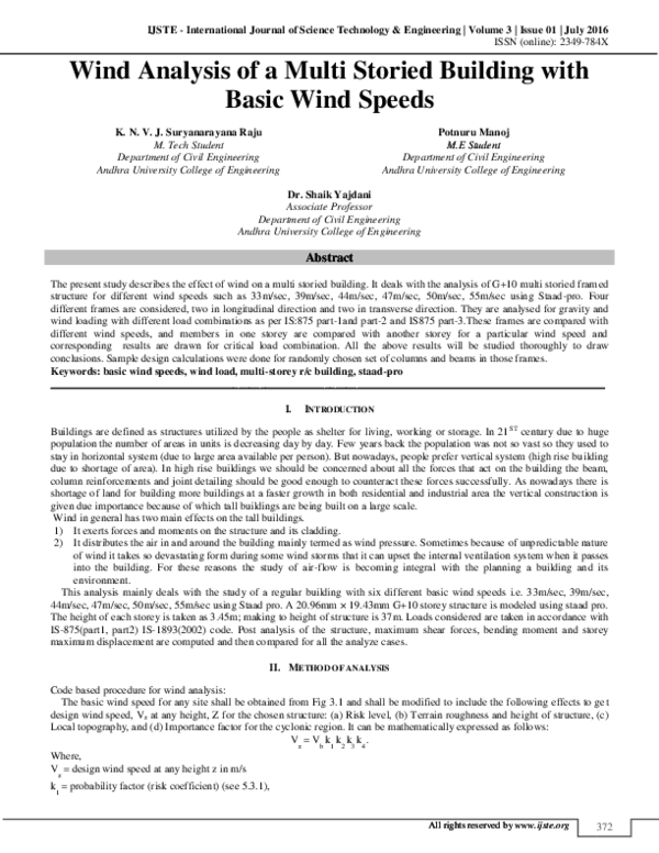 (PDF) Wind Analysis of a Multi Storied Building with Basic Wind Speeds