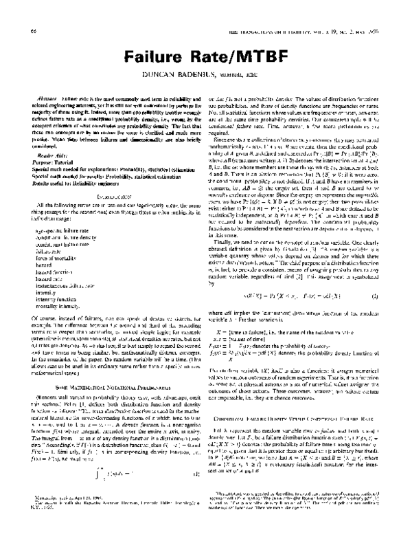 (PDF) Failure Rate/MTBF