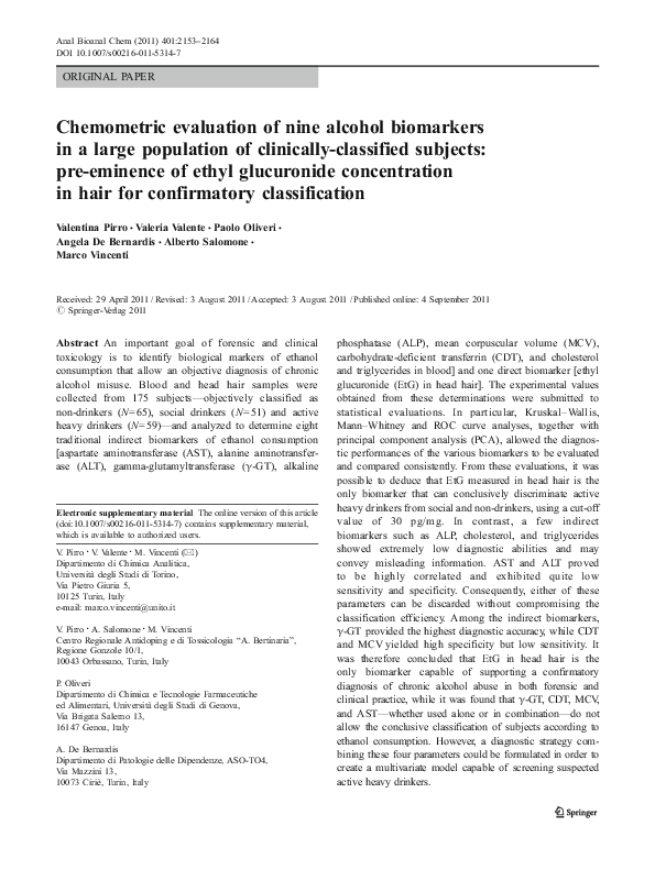 (PDF) Direct and indirect alcohol biomarkers data collected in hair ...