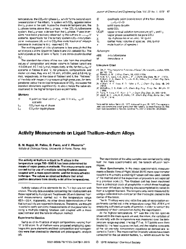 (PDF) Activity measurements on liquid thallium-indium alloys