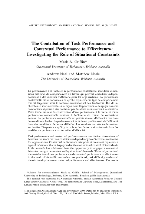 (PDF) The Contribution of Task Performance and Contextual Performance to Effectiveness ...