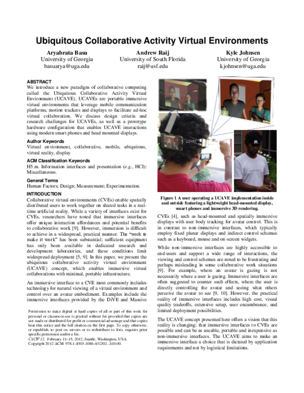 (PDF) Ubiquitous collaborative activity virtual environments