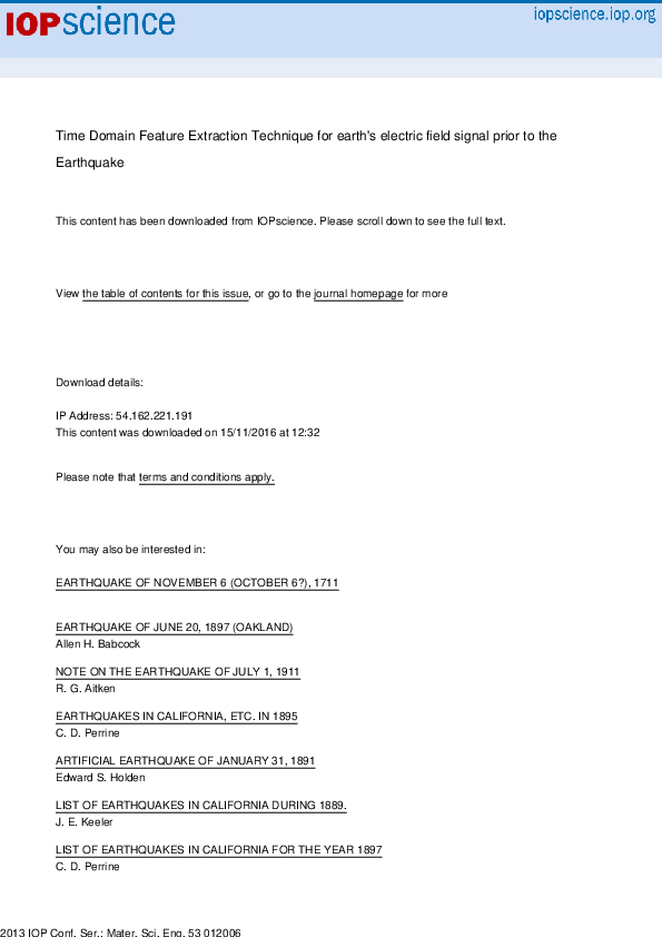 (PDF) Time Domain Feature Extraction Technique for earth's electric ...