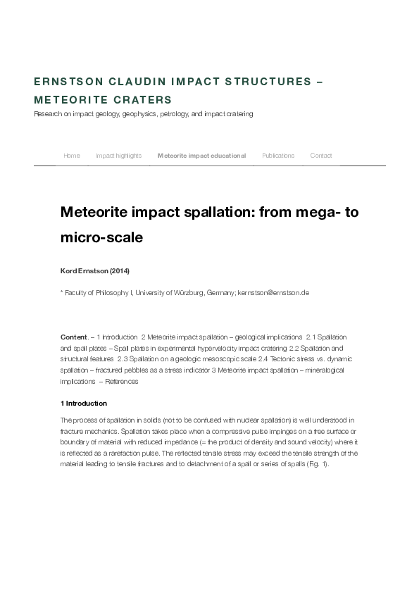 (PDF) Meteorite impact spallation: from mega- to micro-scale | Kord ...
