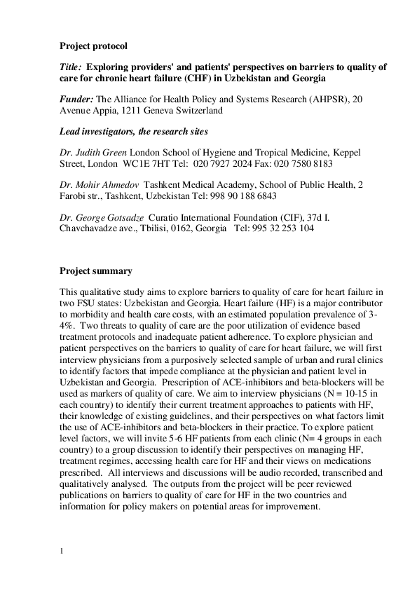 (PDF) Project protocol Title: Exploring providers' and patients ...