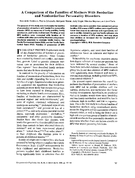 (PDF) A comparison of the families of mothers with borderline and ...