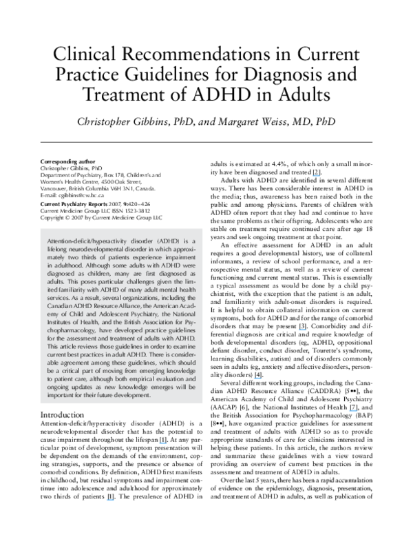 (PDF) Clinical recommendations in current practice guidelines for ...