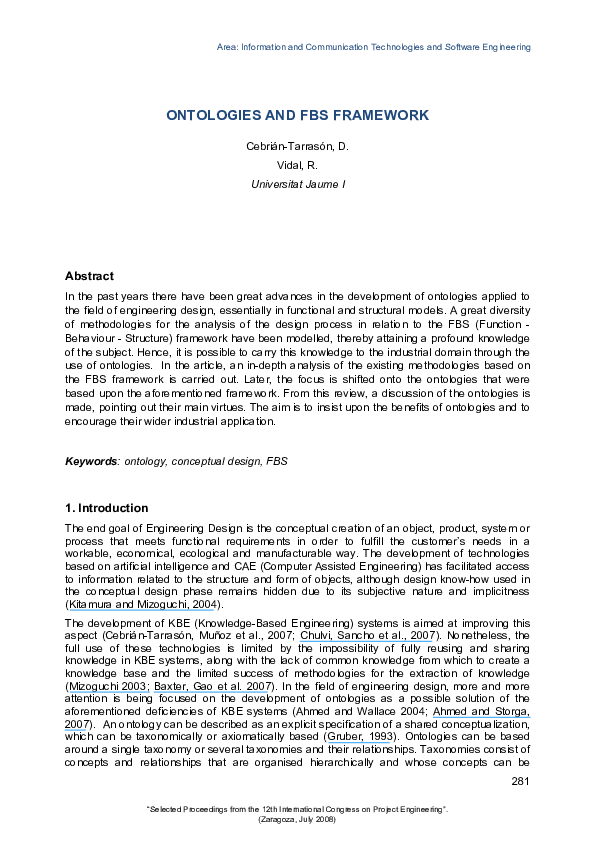 (PDF) Ontologies and FBS framework