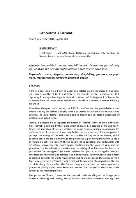 (PDF) Panorama / Format