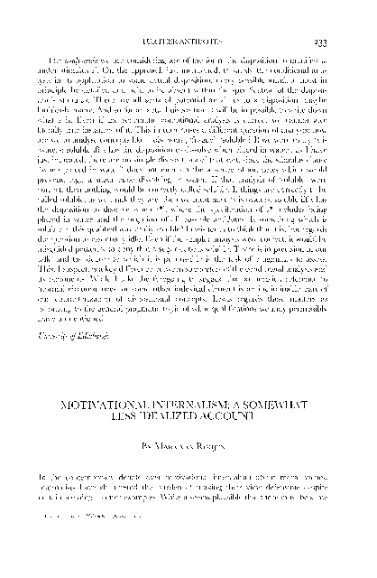 (PDF) Motivational Internalism: a Somewhat Less Idealized Acount