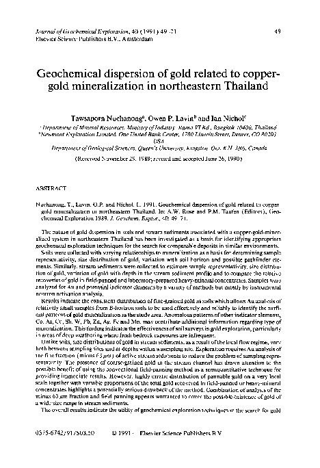 (PDF) Geochemical dispersion of gold related to copper-gold ...