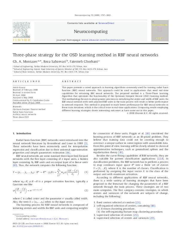 (PDF) Three-phase strategy for the OSD learning method in RBF neural networks