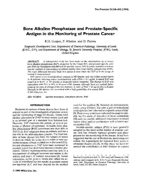 (PDF) Bone alkaline phosphatase and prostate-specific antigen in the ...