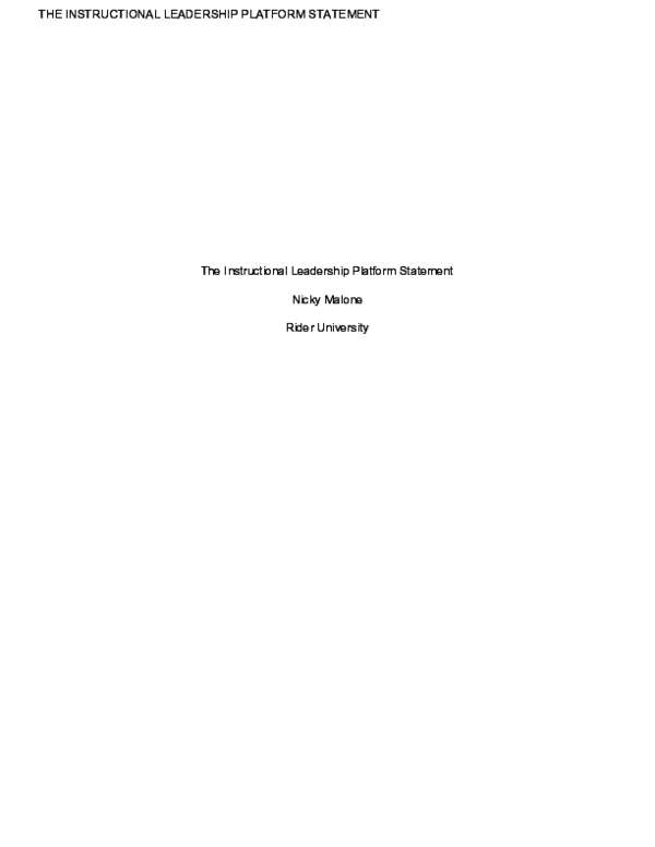 (PDF) THE INSTRUCTIONAL LEADERSHIP PLATFORM STATEMENT