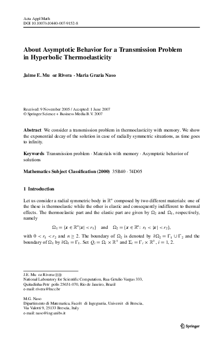 (PDF) About Asymptotic Behavior for a Transmission Problem in ...