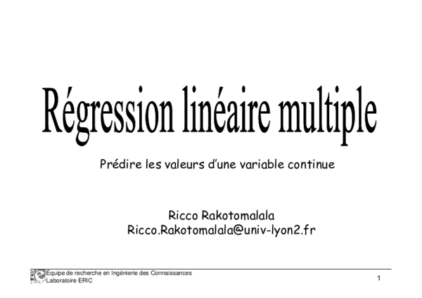 (PDF) Prédire les valeurs d'une variable continue