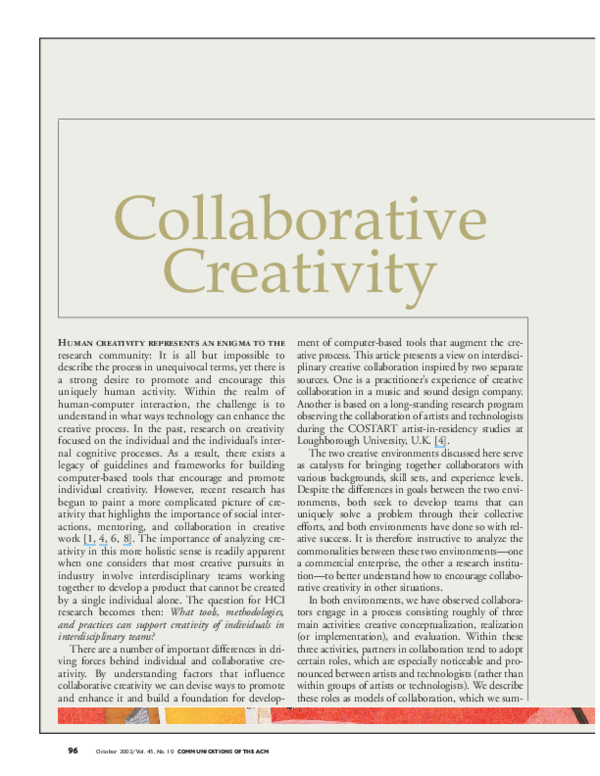 (PDF) Collaborative creativity