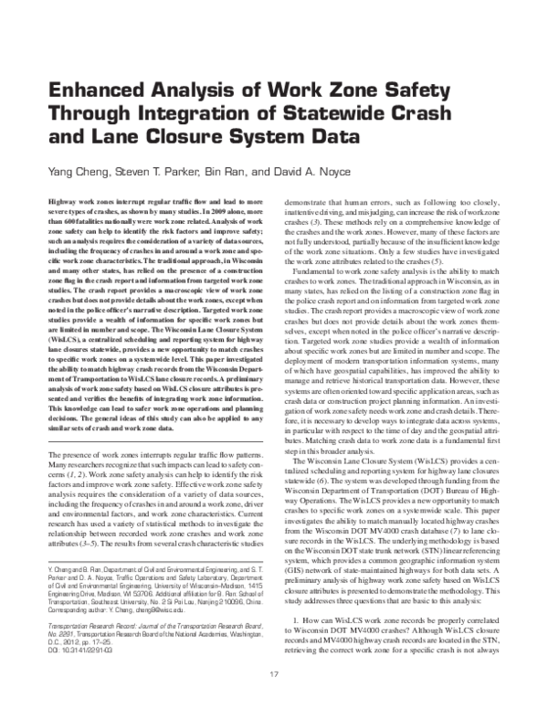 (PDF) Enhanced Analysis of Work Zone Safety Through Integration of ...