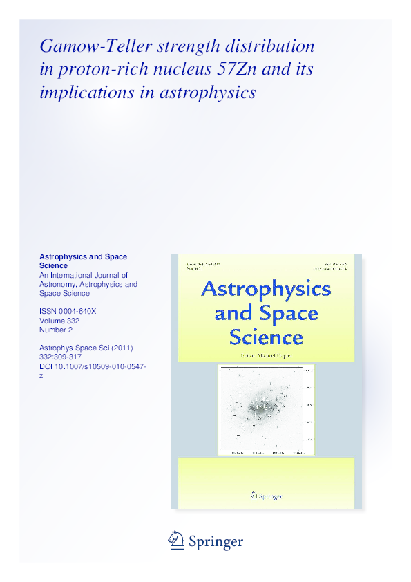 (PDF) Gamow-Teller strength distribution in proton-rich nucleus 57 Zn and its implications in ...