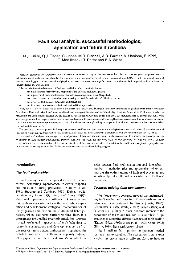 (PDF) Fault seal analysis: successful methodologies, application and future directions